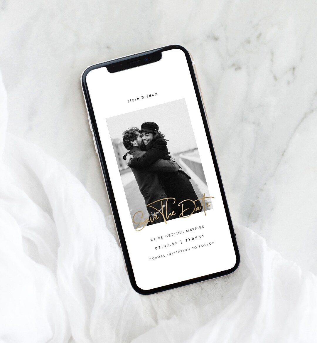 Electronic Save the Date Smartphone Template - Custom Photo - Text Save ...