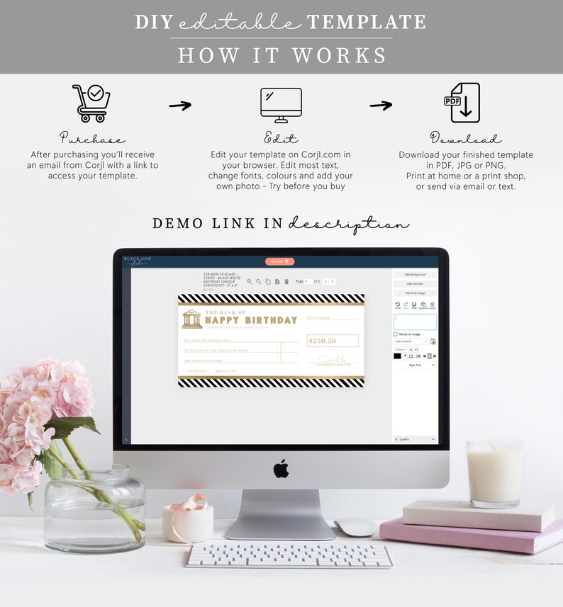 Birthday Cheque Template Fake Bank Cheque Gift Voucher - Etsy Australia