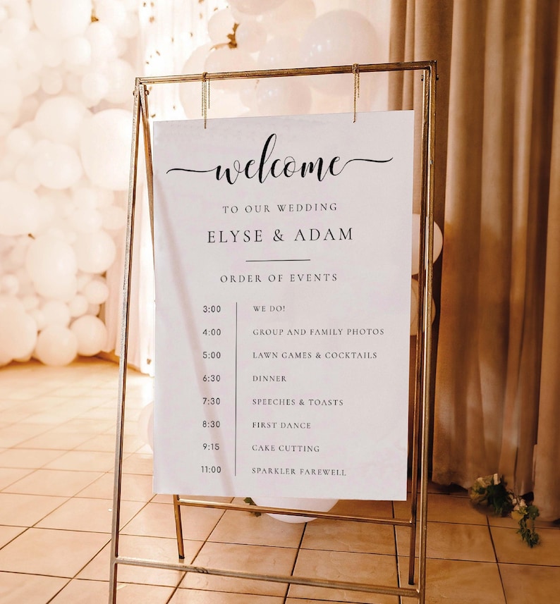 Minimalist Wedding Welcome Sign, Order of Events (printable), Leyton - Etsy