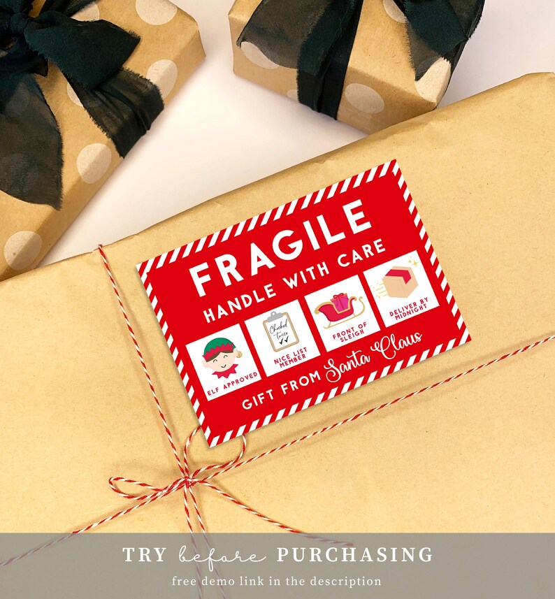 Christmas Fragile Label, Santa's Workshop Gift Tag (printable) - Etsy