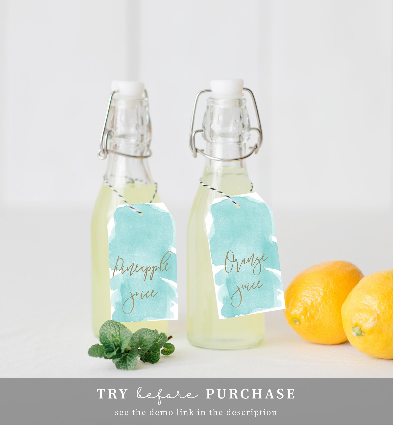 Editable Lemonade Bar Sign and Juice Tags Printable Drinks | Etsy