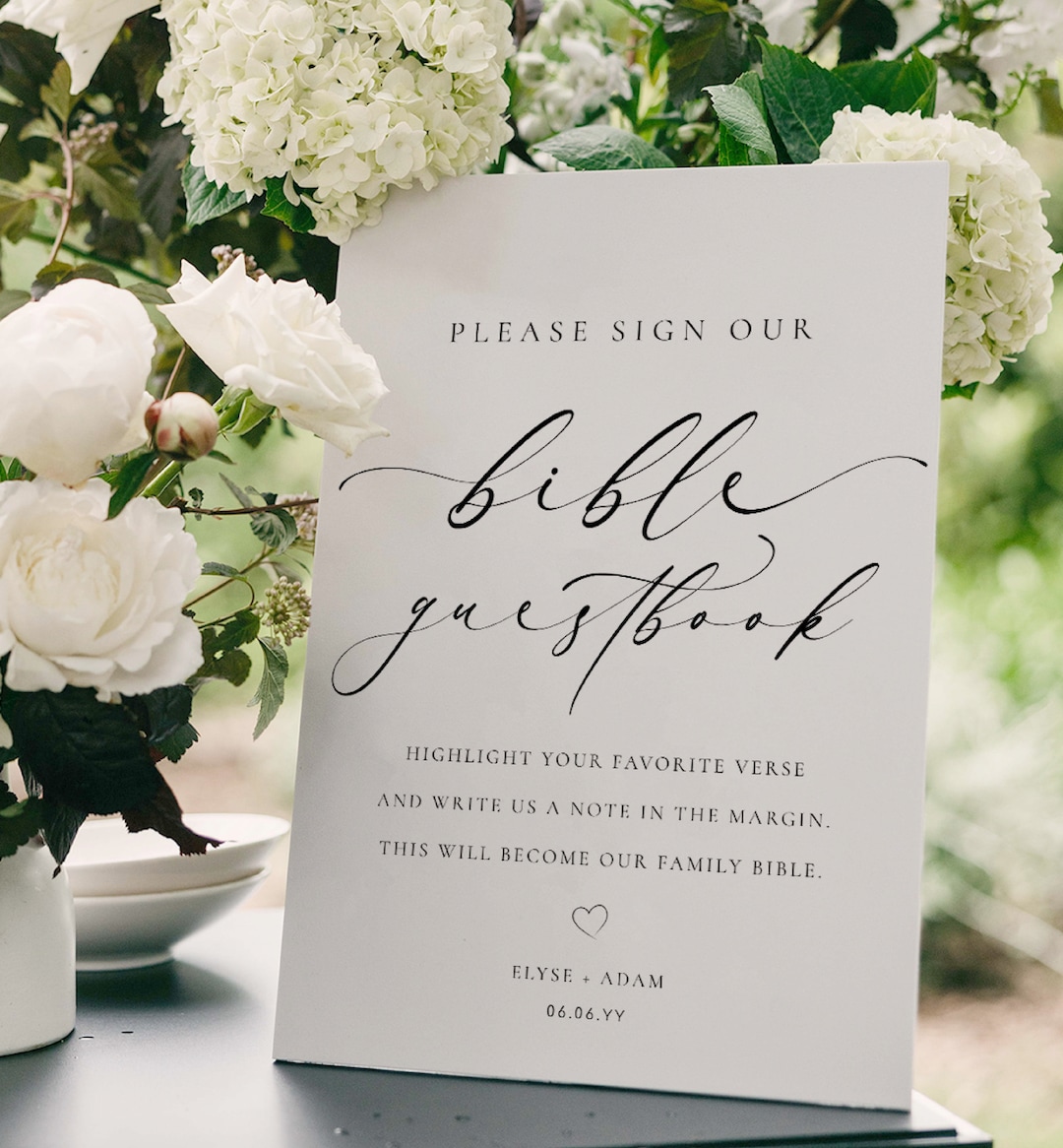 Printable Sign Our Bible Guestbook Sign, Minimalist Wedding Bible Guest ...
