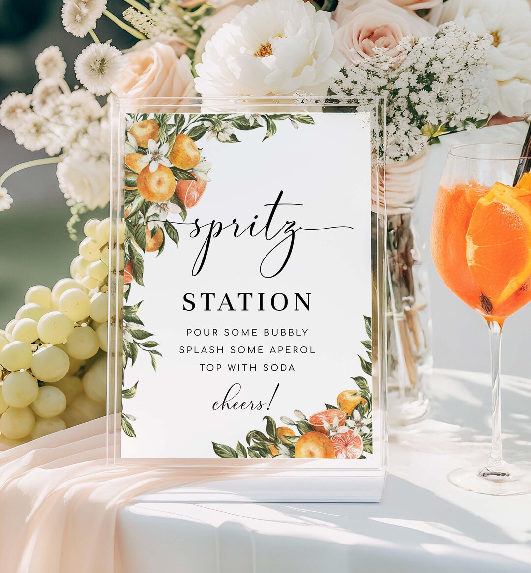 Printable Spritz Station Sign, Spritz Cocktail Sign, Italian Oranges ...