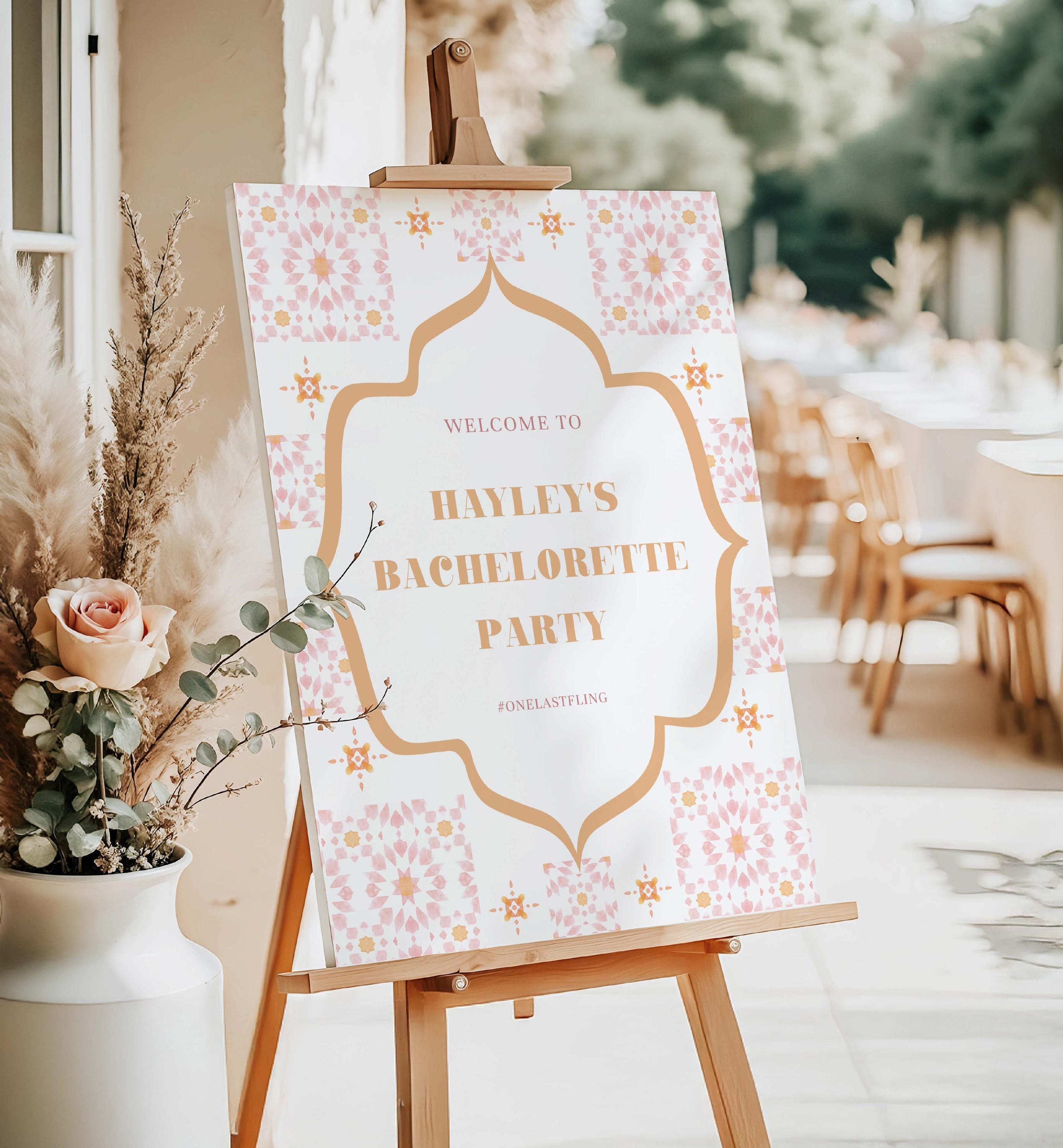 Printable Welcome Sign, Moroccan Tile Desert Bachelorette Party, Hens ...