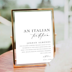 An Italian Tradition Sign, Printable Jordan Almonds Sign, Minimalist ...