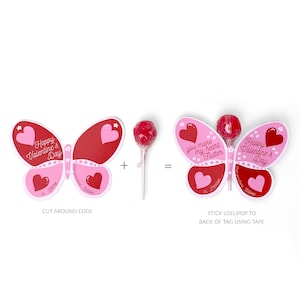 Butterfly Valentine's Day Lollipop Tags Template, Printable You Make My ...