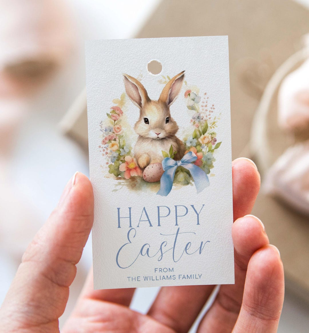 Easter Happy Easter Tag Template, Printable Easter Bunny Gift Tag ...