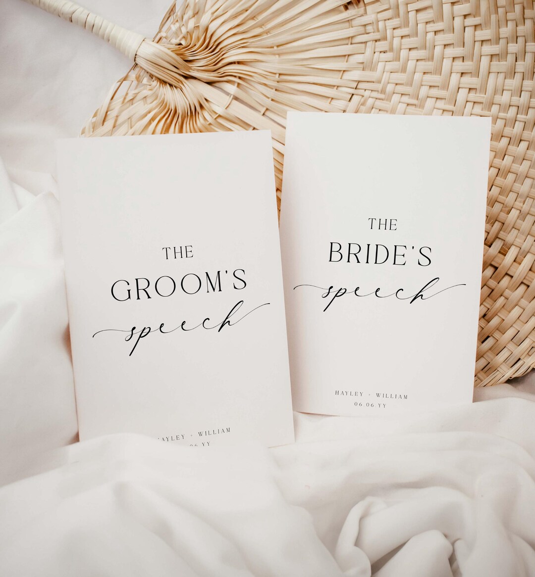 Printable Bride and Groom's Speech Card, Bride and Groom Wedding Day ...