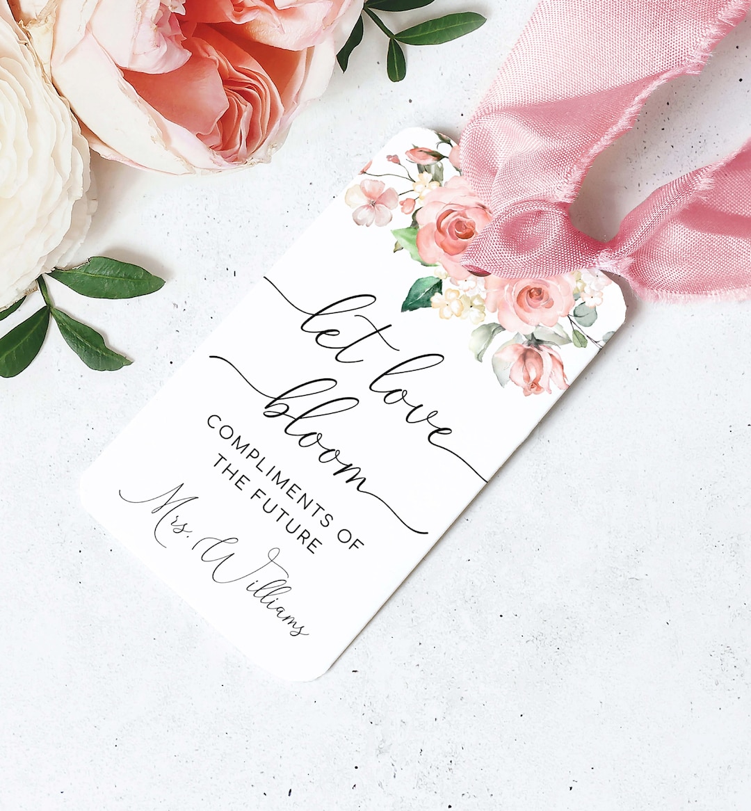 Printable Flower Bar Favor Tag Sign, Blush Floral, Bridal Shower ...