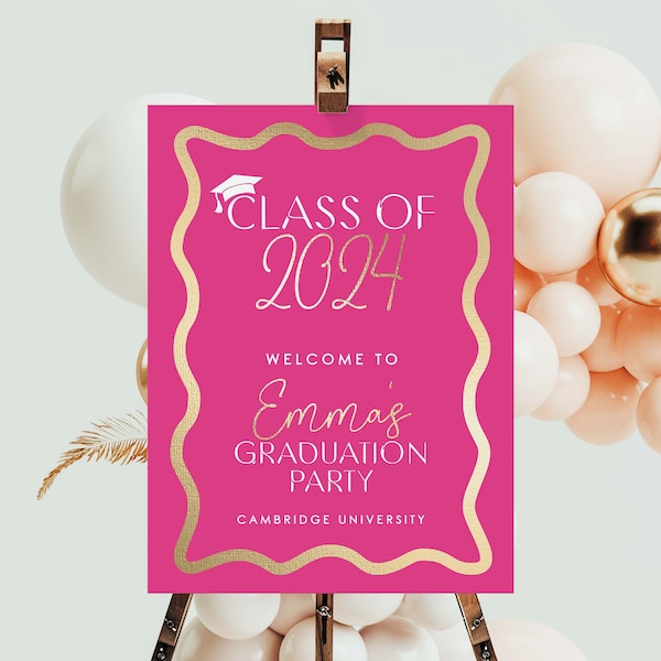 Pink and Gold Graduation Welcome Sign - Etsy
