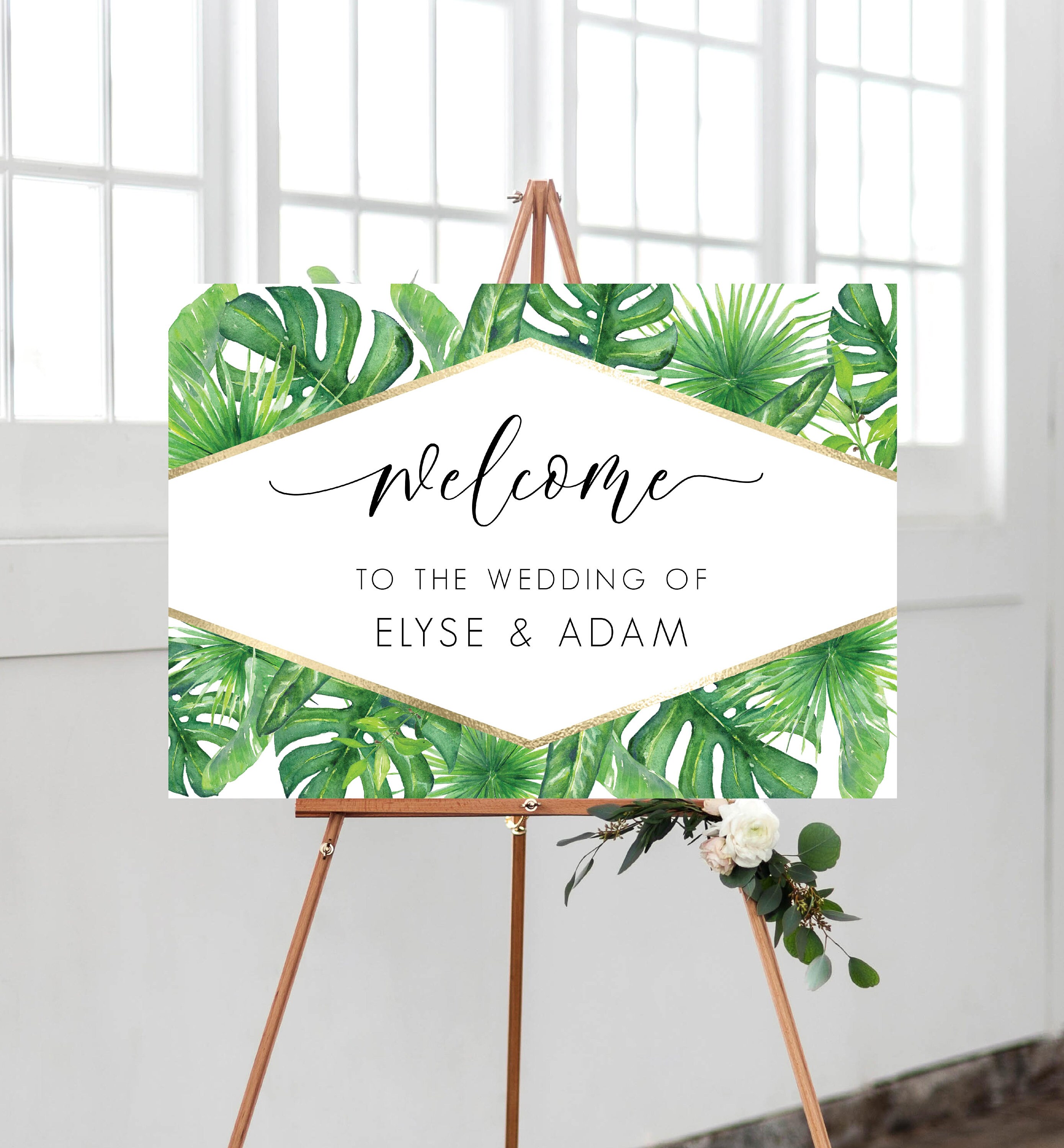 Tropical Greenery Welcome Sign Wedding Welcome Sign Bridal | Etsy