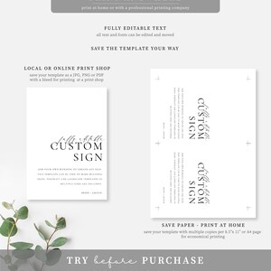 Fully Editable Sign Template, Minimalist Wedding Custom Text Sign ...