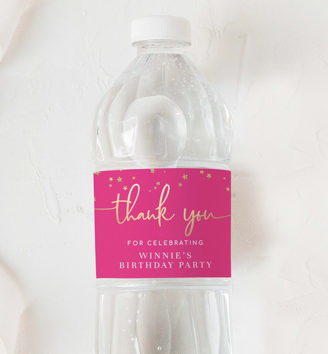 Hot Pink Water Bottle Labels, Printable Personalized Water Bottle Label ...