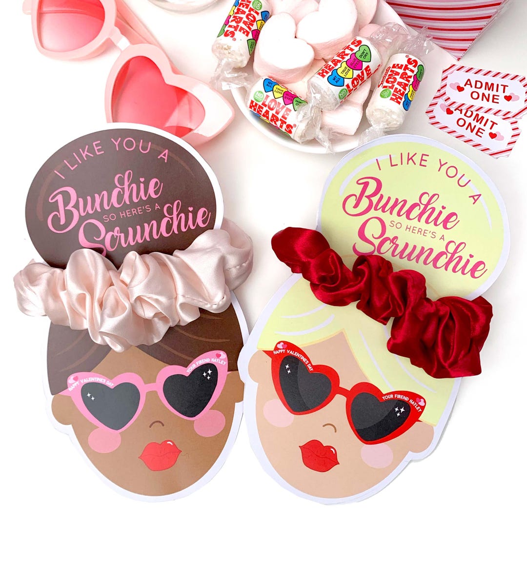 Printable Valentine's Day Scrunchie Tag Template, Valentine's Day Hair ...
