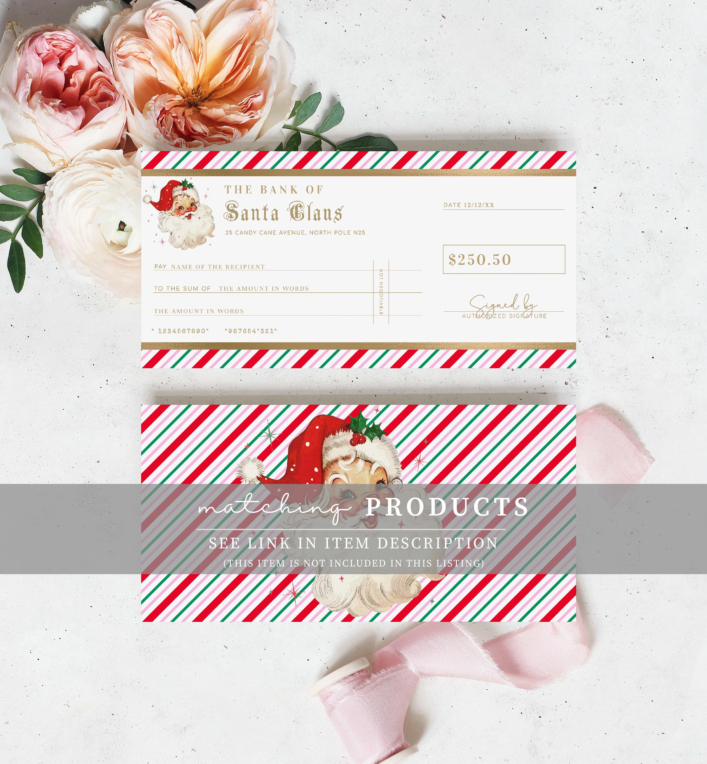 Christmas Cheque Template, Fake Bank Cheque Gift Voucher, Custom ...