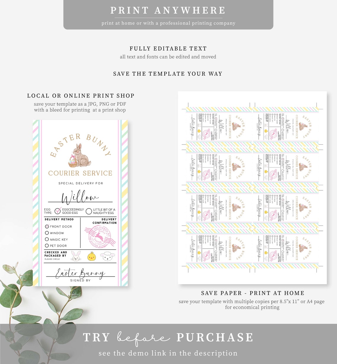 Printable Easter Bunny Special Delivery Gift Tag, Easter Gift Tags ...