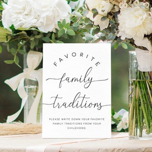 Printable Favorite Family Tradition Sign and Cards, Minimalist Gender ...