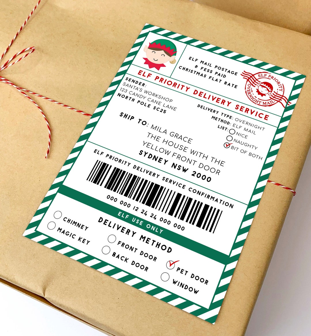Printable Elf Arrival Box Shipping Label Sticker North Pole - Etsy