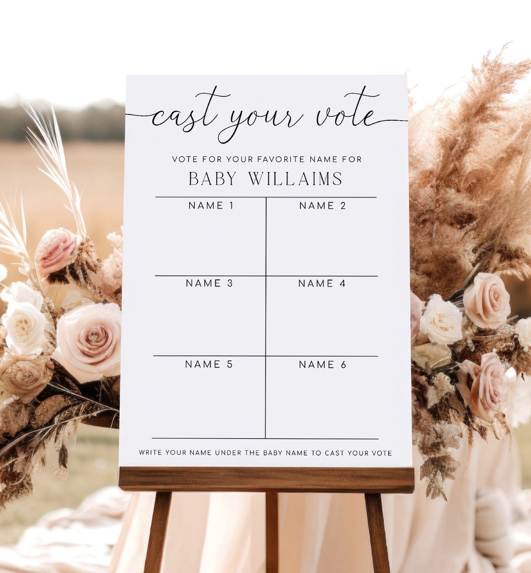 Cast Your Vote Baby Name Voting Poster Template, Guess the Baby Name ...