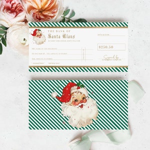 Santa Bank Christmas Cheque, Fake Bank Cheque Gift Voucher, Custom ...
