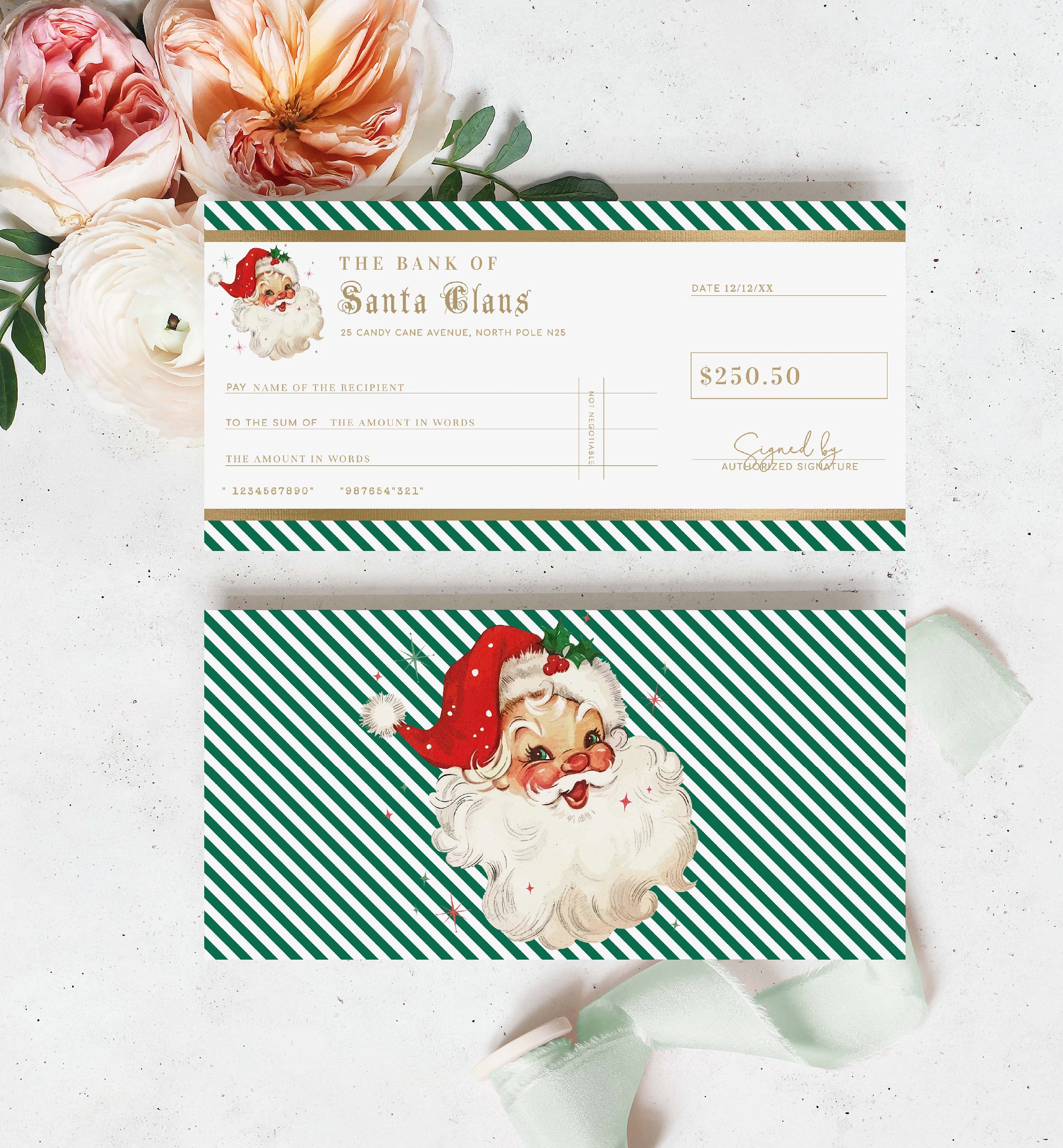 Santa Bank Christmas Cheque, Fake Bank Cheque Gift Voucher, Custom ...