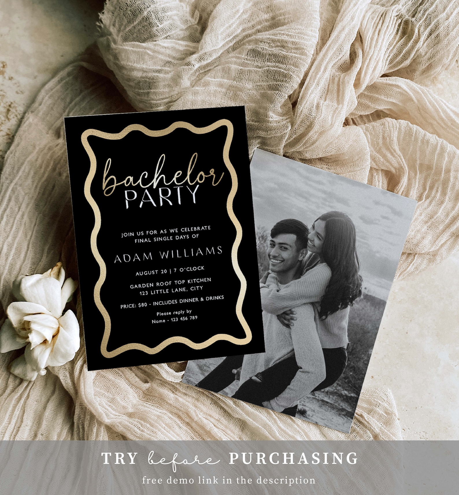 Printable Bachelor Party Invitation Template, Bucks Party Evite, Wave ...