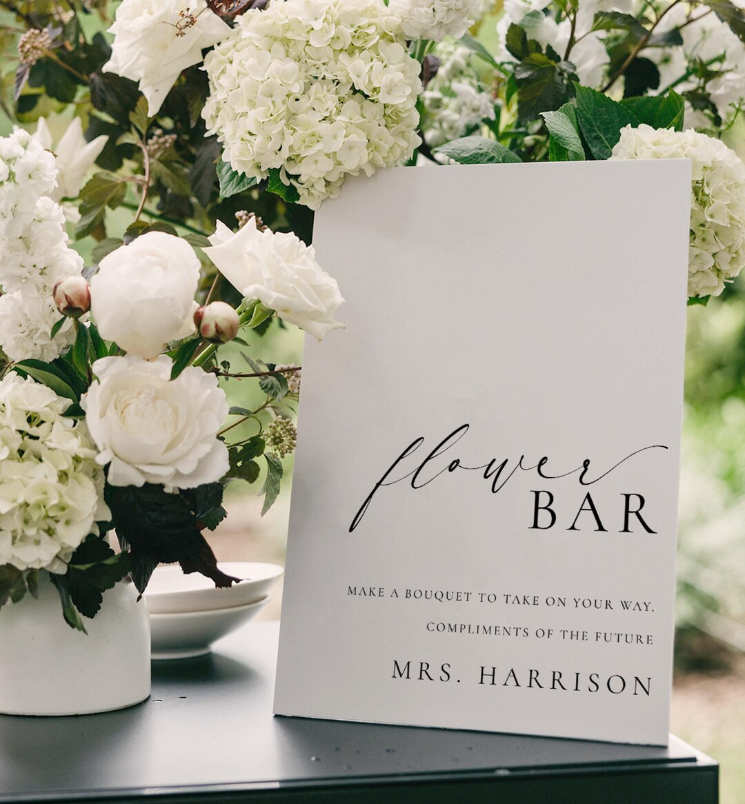 Printable Flower Bar Sign, Minimalist Bridal Shower Flower Station Sign ...