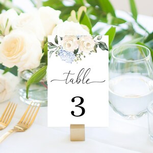 Printable Table Numbers With Guest Names, White Rose Floral Wedding ...