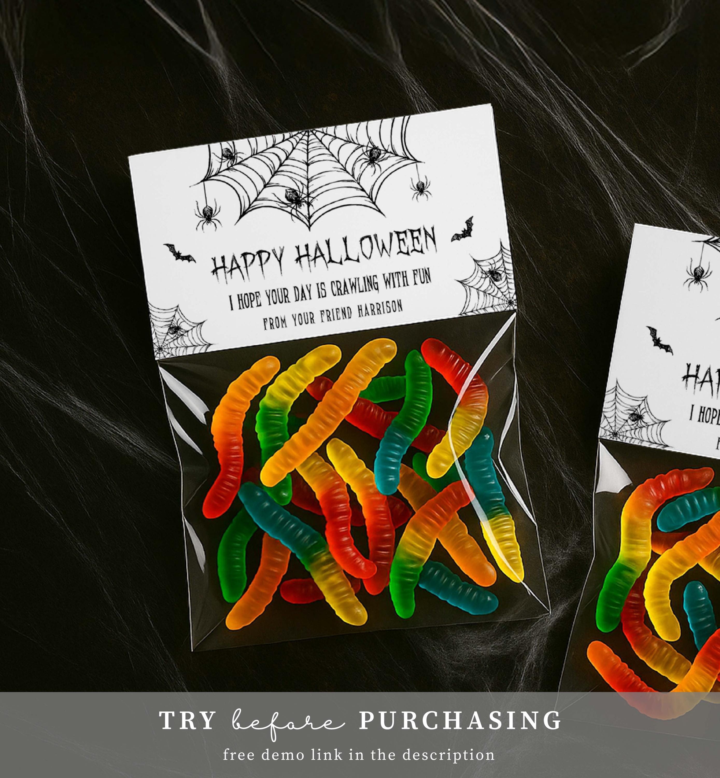 Spider Web Halloween Treat Bag Topper: Printable Favor Tags (DIY ...