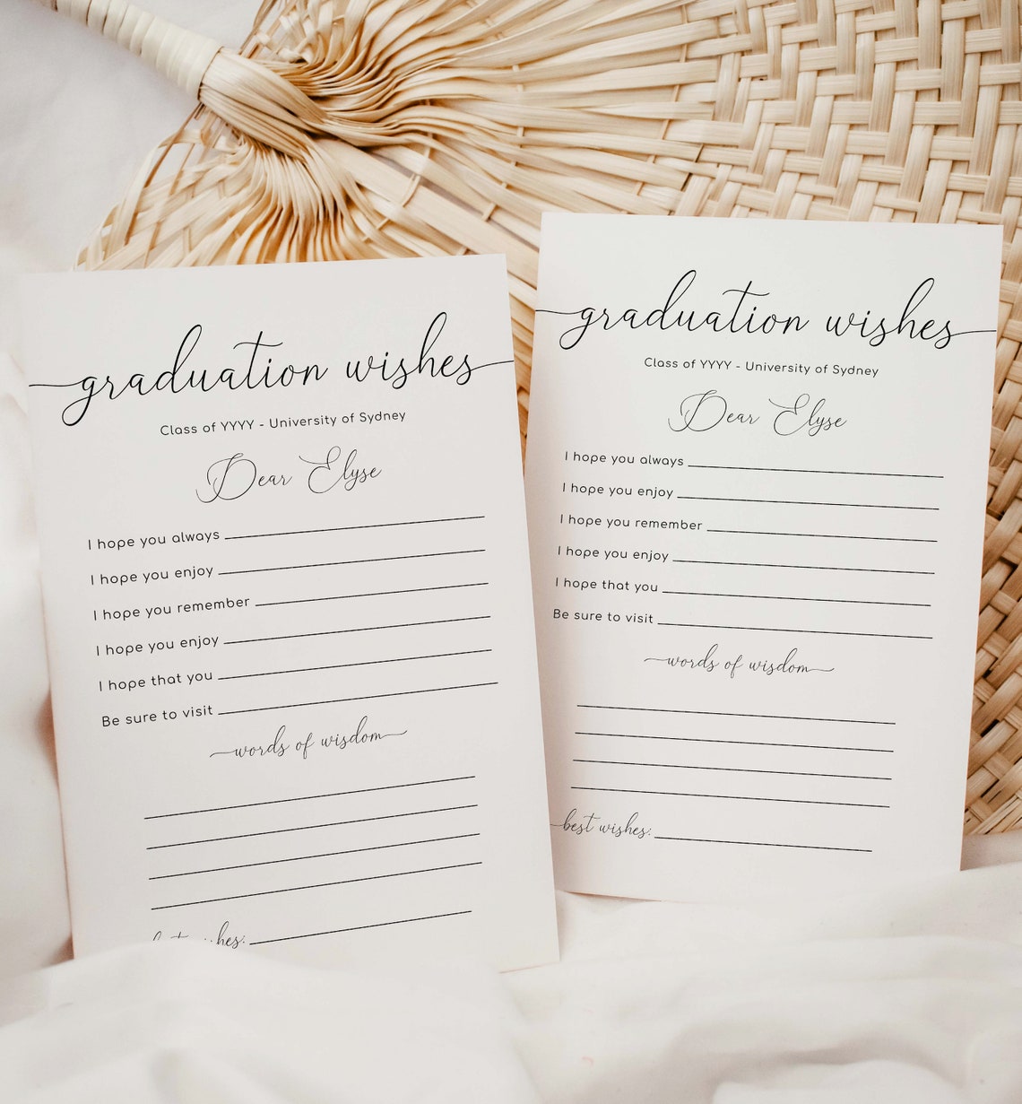 Printable Graduation Wishes, Modern Minimalist Graduation Keepsake ...