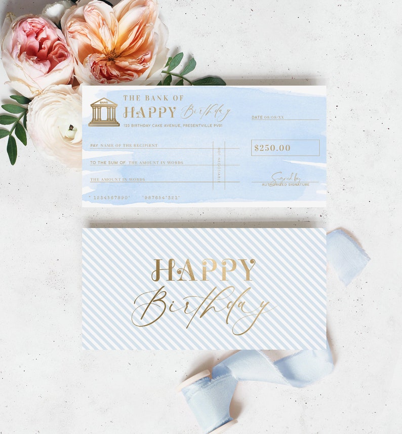 Birthday Cheque Template Fake Bank Cheque Gift Voucher - Etsy Australia
