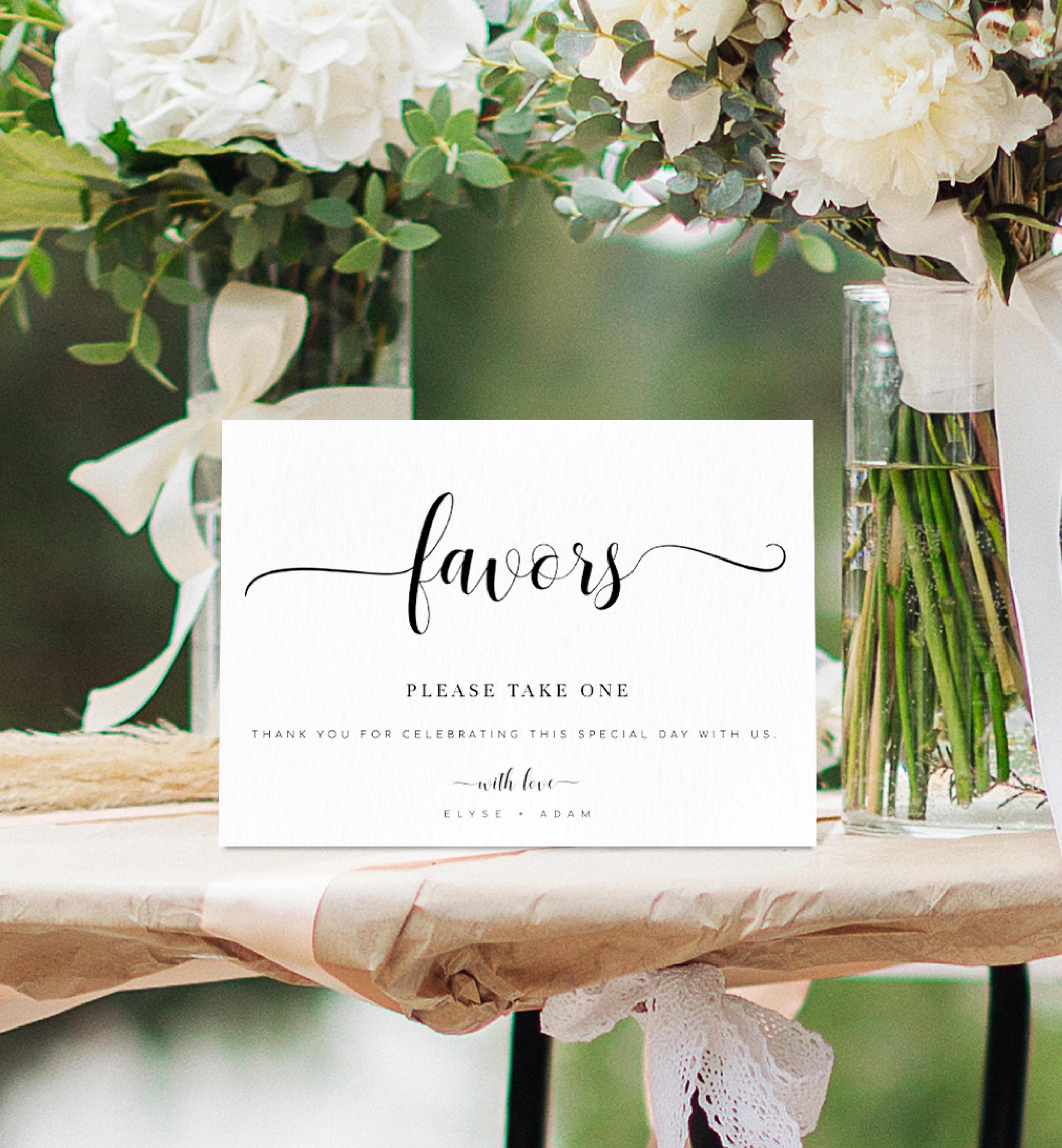 Editable Favors Sign, Printable Minimalist Wedding Favors Sign, Minimal ...