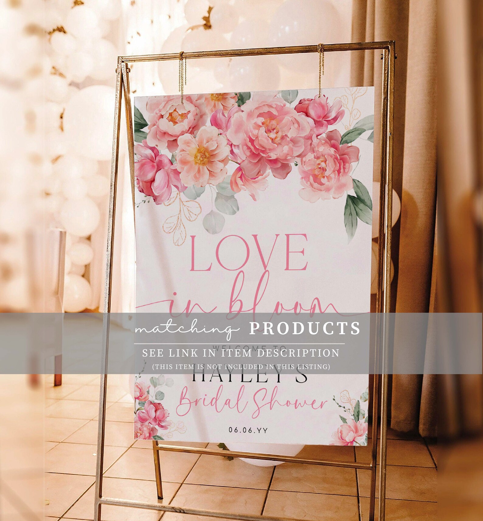 Hot Pink Peony Welcome Sign, Printable Bridal Shower Welcome Sign ...