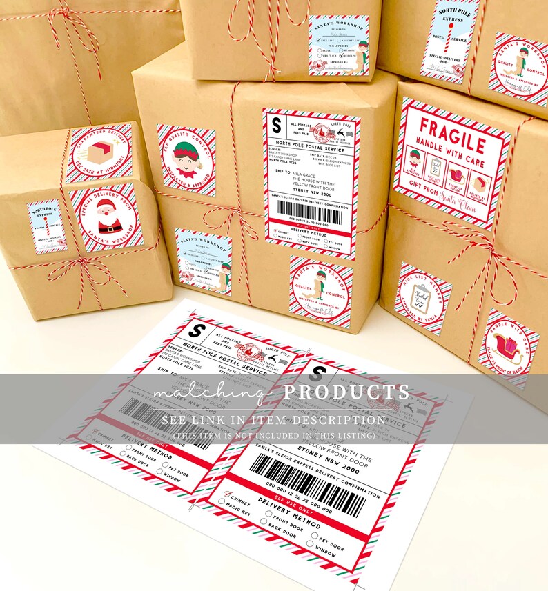 Printable Elf Arrival Box Shipping Label Sticker, North Pole Elf Mail ...