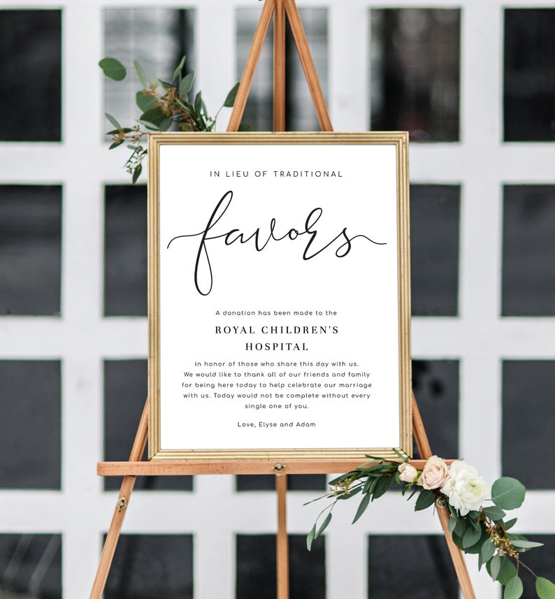 In Lieu of Favors Sign Editable Wedding Donation Sign - Etsy