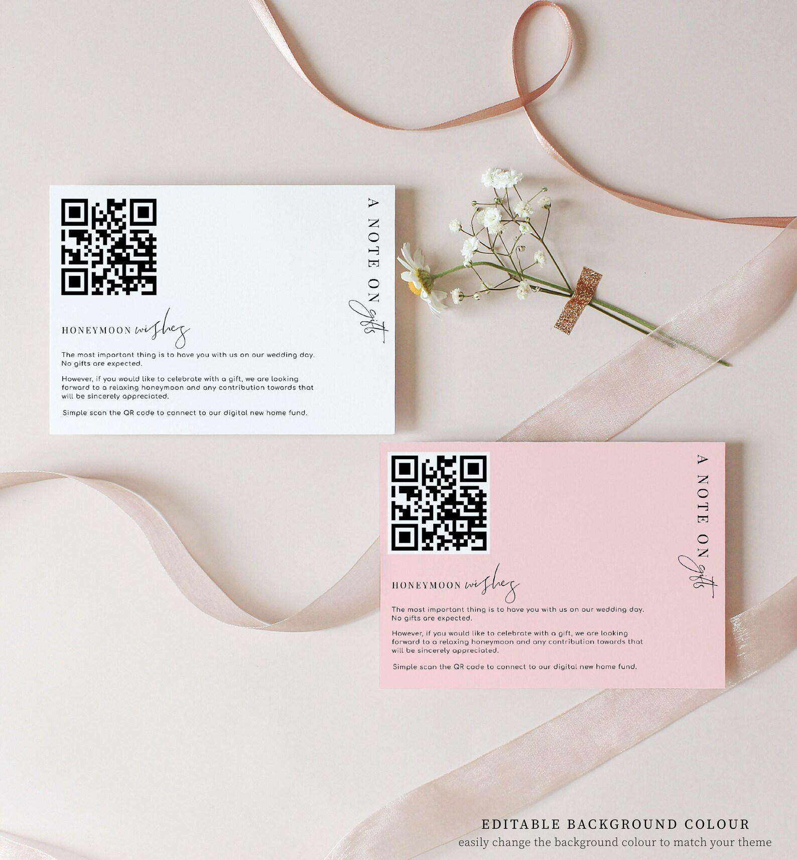 QR Code Wedding Honeymoon Wishes Card, Minimalist Wedding Wishing Well ...