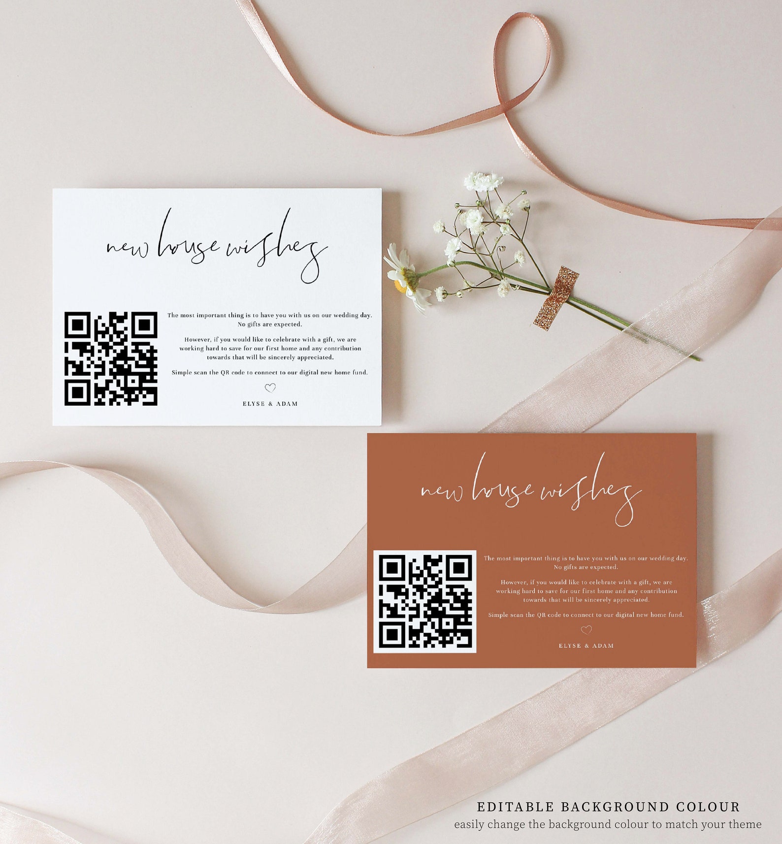 Printable QR Code New House Wishes Card, First Home Wishes, Digital New Home Fund, Minimalist ...