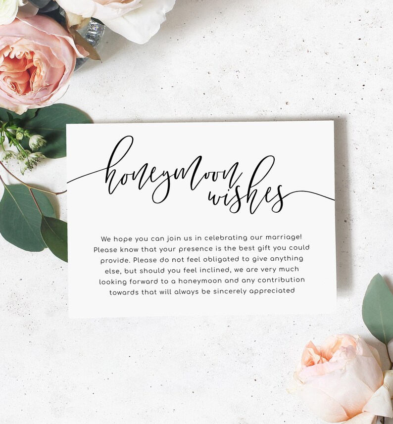 Printable Honeymoon Wish Card Minimalist Wedding Honeymoon - Etsy