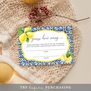 Guess How Many Lemon Drops Game Card and Sign Bundle Positano - Etsy