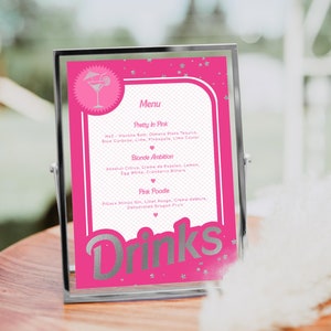 Editable Drinks Menu Sign, Hens Party Cocktail Menu, Birthday Party ...
