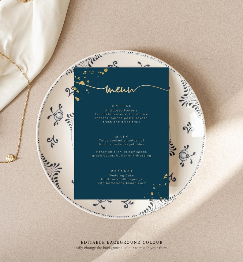 Printable Menu Template Black and Gold Dinner Menu Birthday - Etsy