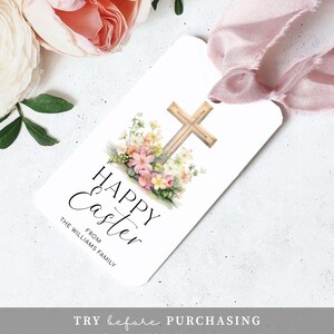 Easter Cross Gift Tag Template, Printable Happy Easter Gift Tag ...