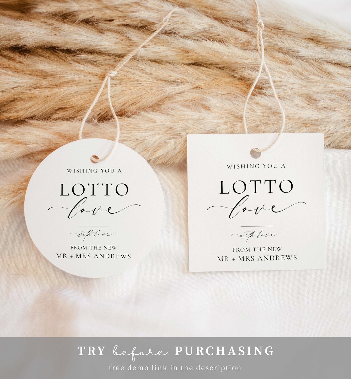Printable Lotto Love Favor Tag, Minimalist Scratch Card Wedding Favor ...
