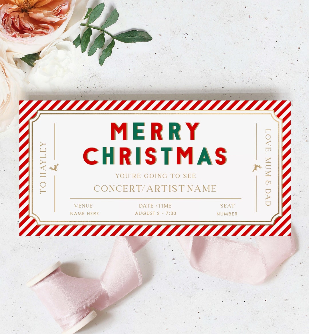 Christmas Concert Ticket Gift Voucher Template: Printable DIY Music ...