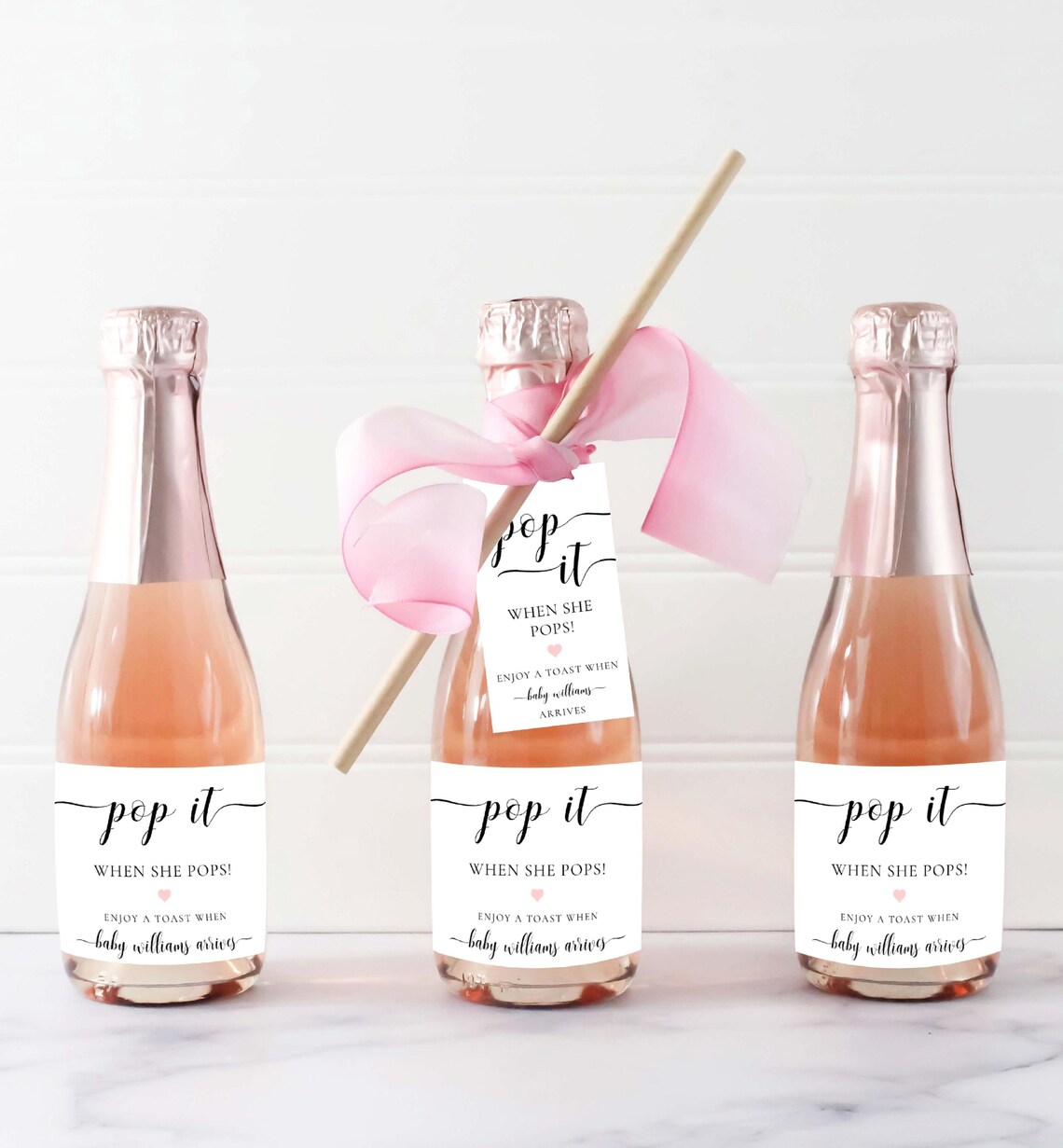 Pop It When She Pops Tag Template, Printable Baby Shower Mini Champagne ...