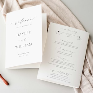 Printable Wedding Ceremony Program Template, Modern Minimalist, Wedding ...