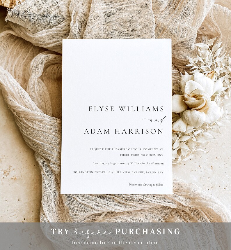 All in One Wedding Invitation and Details Card Editable - Etsy Australia