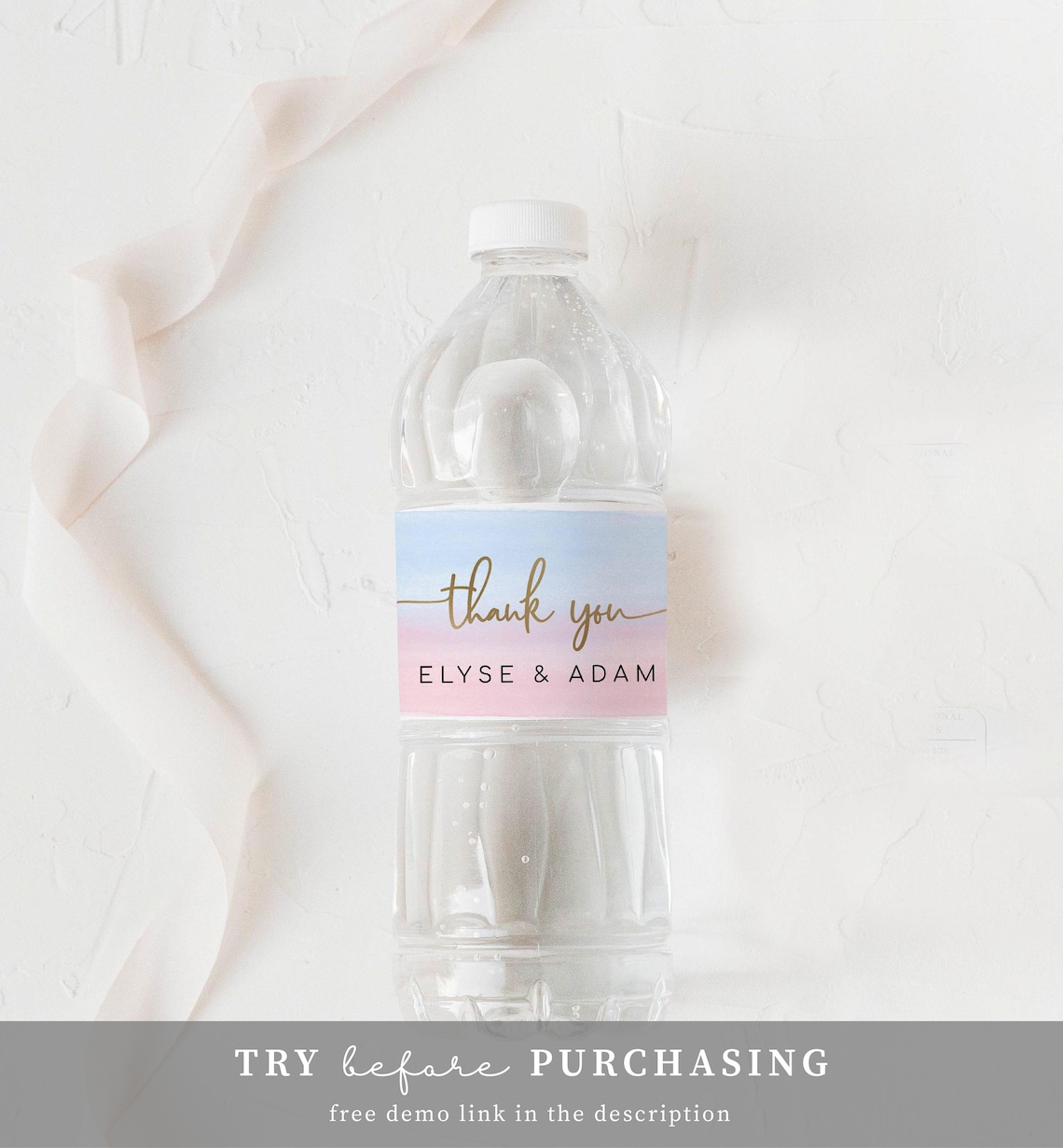 Pink Blue Watercolor Gender Reveal Water Bottle Labels (printable ...