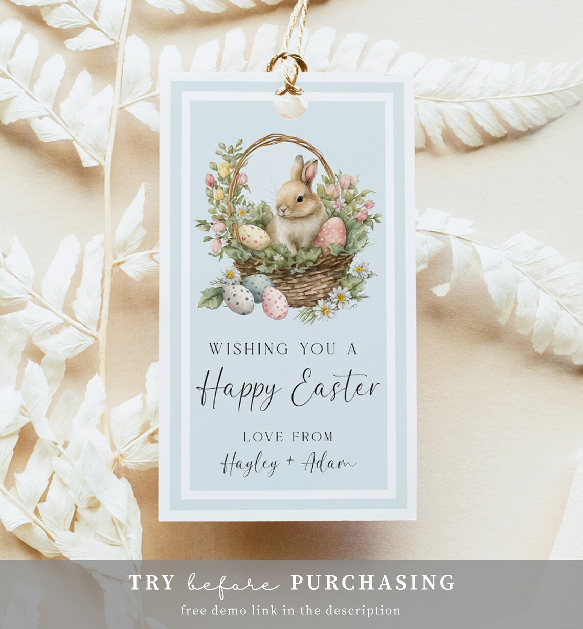 Printable Happy Easter Gift Tag Template, Easter Hunt Tag, Easter ...