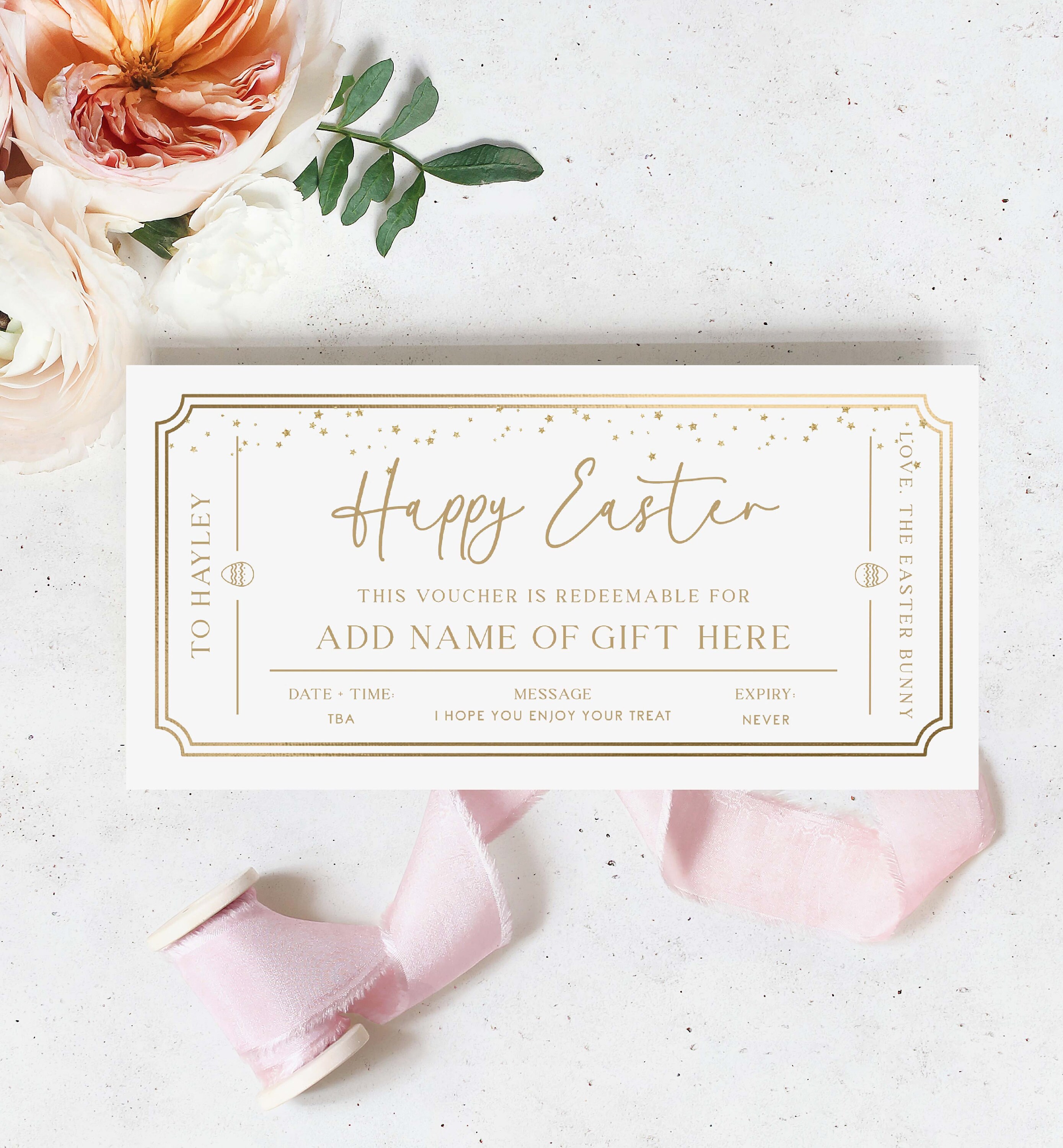 Easter Gift Voucher Template, Fully Custom Printable Gift Certificate ...